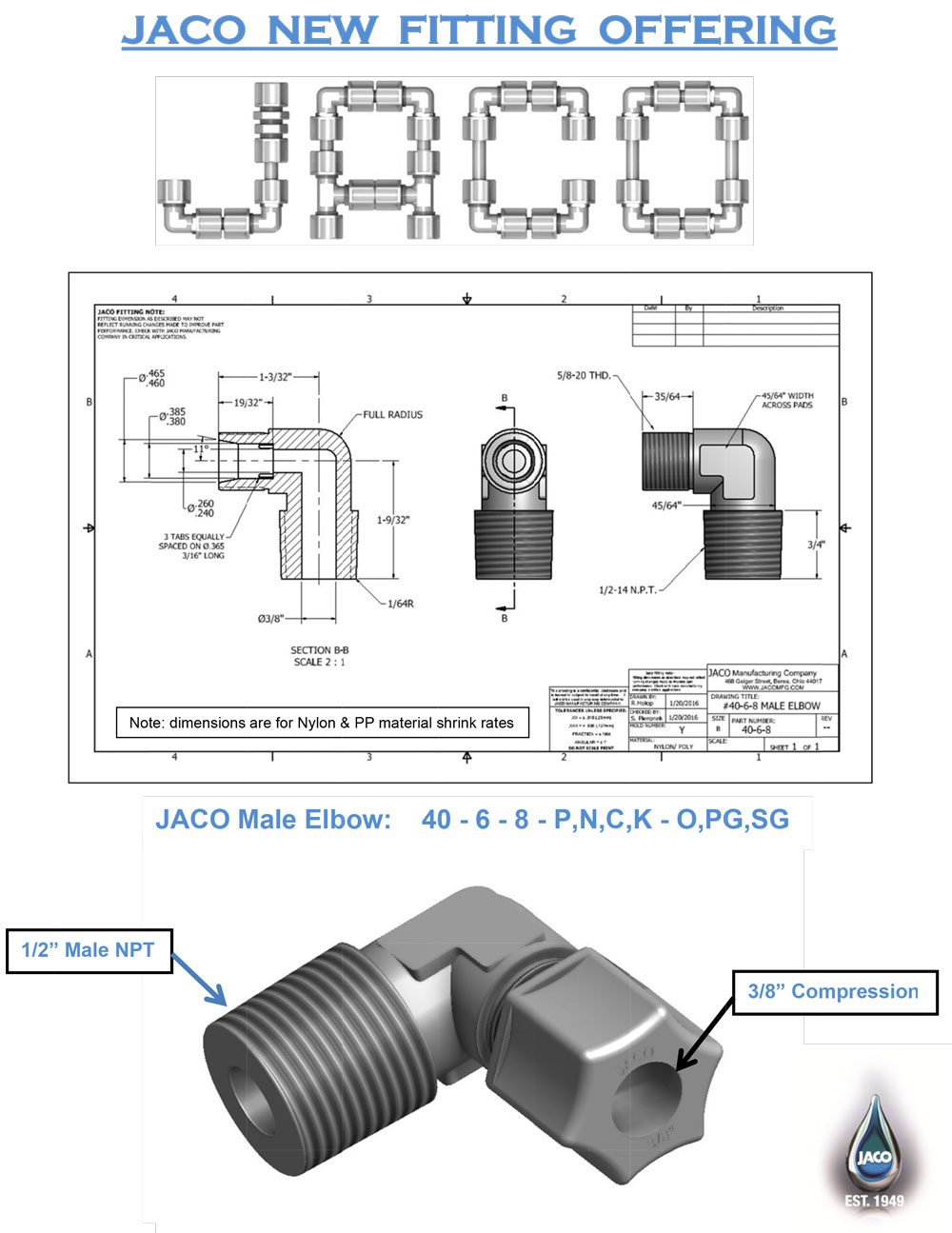 40 Male Elbows | JACO Plastics Manufacturing and Molding | Injection Molding Services Provider